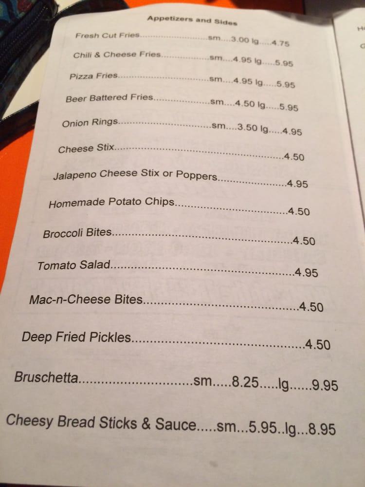 Menu at Tubby's Cafe, Clarksburg