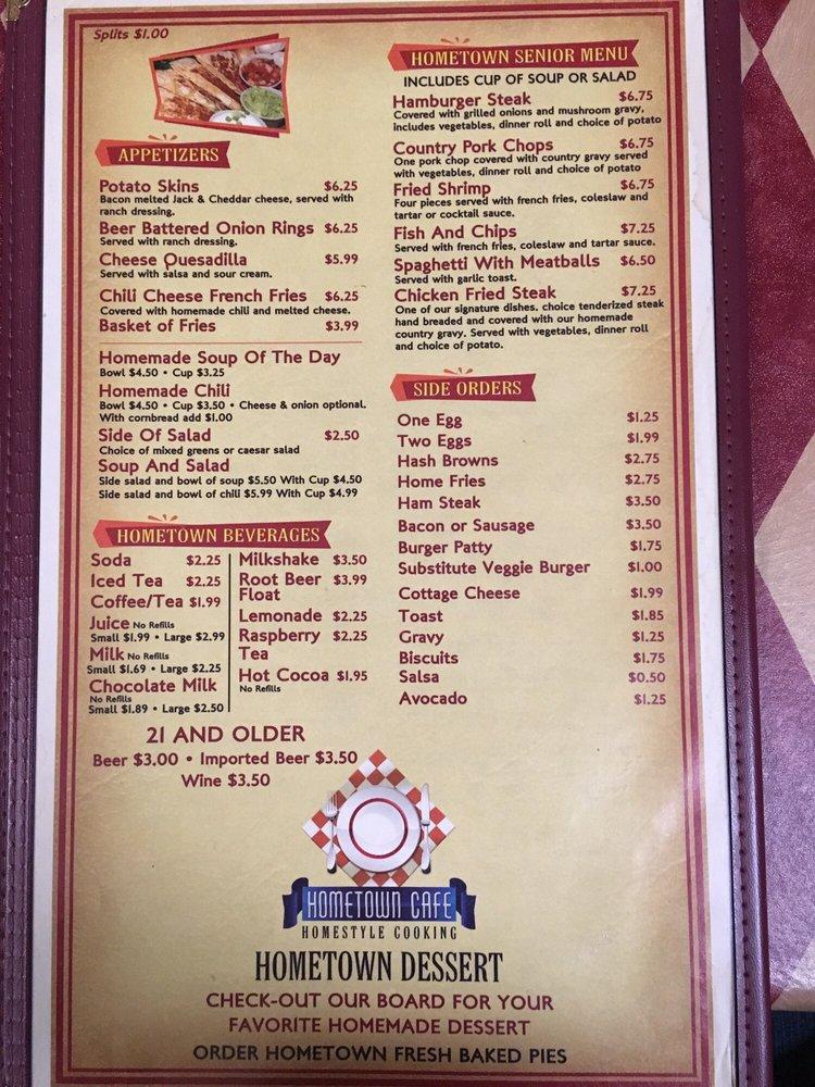 Menu at Hometown Café cafe, Reno