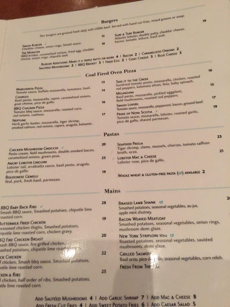 Menu at Smash Kitchen and Bar, Markham