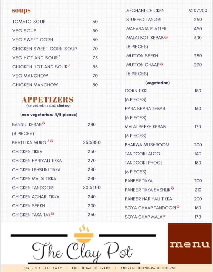 Menu at The Clay Pot, Dehradun, Paras Plaza