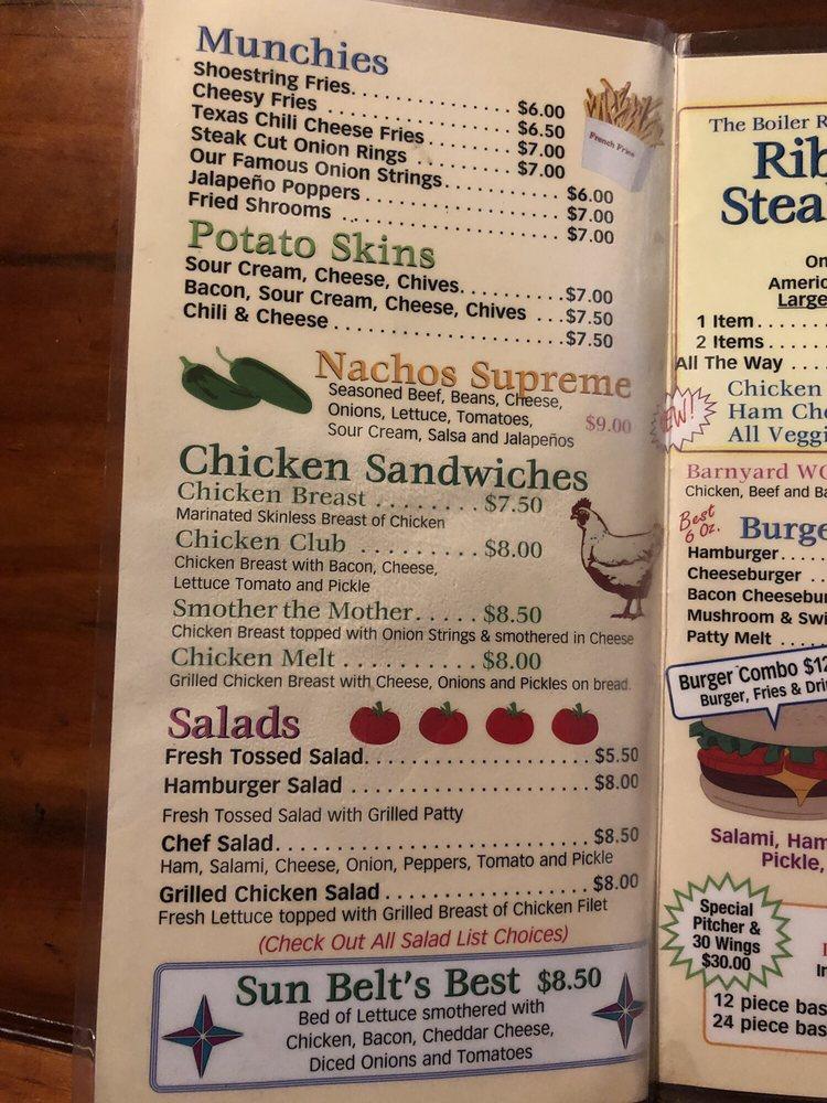 Menu at Boiler Room Bar & Grill, Bradenton