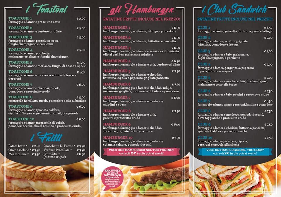 Menu da Non Solo Toast pub & bar, Preganziol