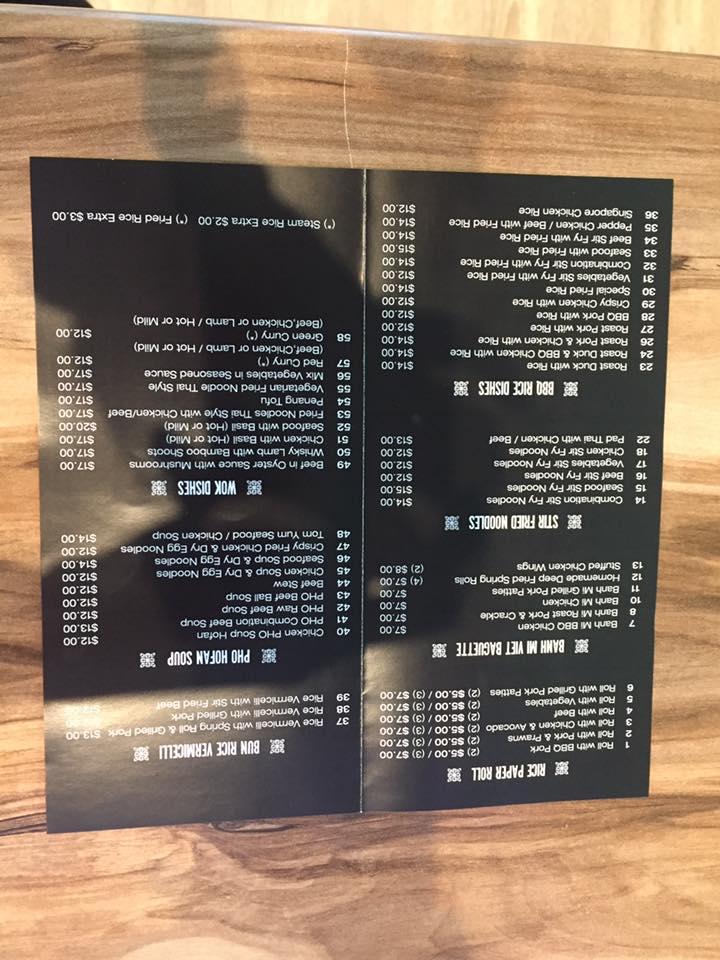 Menu at Secret Asian Kitchen restaurant, Secret Harbour
