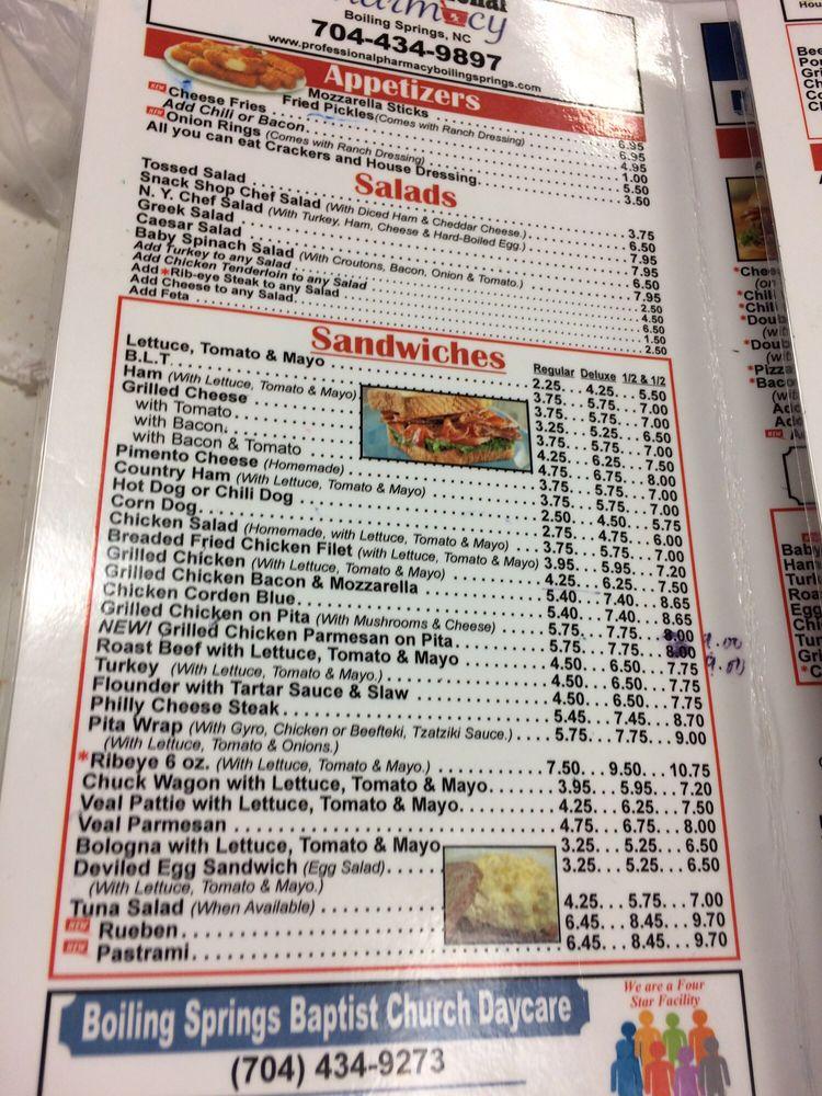 Menu at Snack Shop Family Restaurant, Boiling Springs