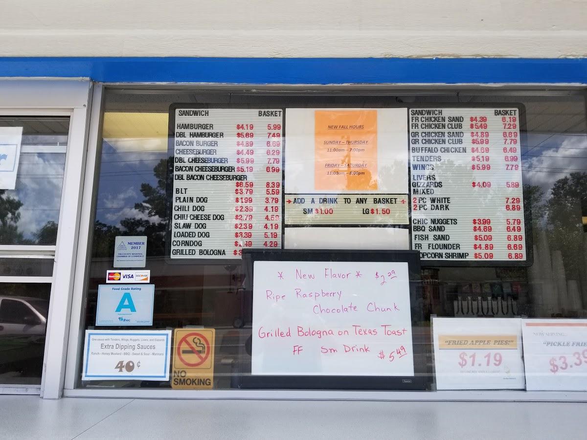 Carta del pub y bar Twirl, Eutawville