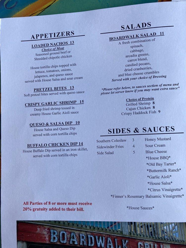 Menu at Boardwalk Grill pub & bar, Celina