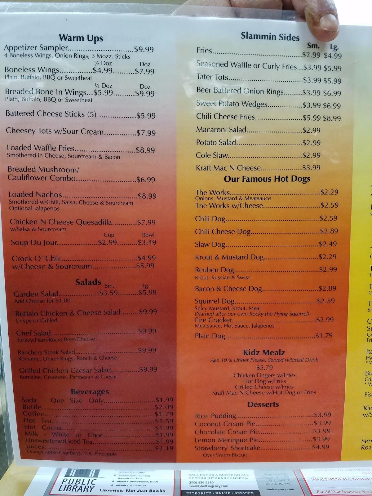 Menu at New York Lunch restaurant, Gloversville