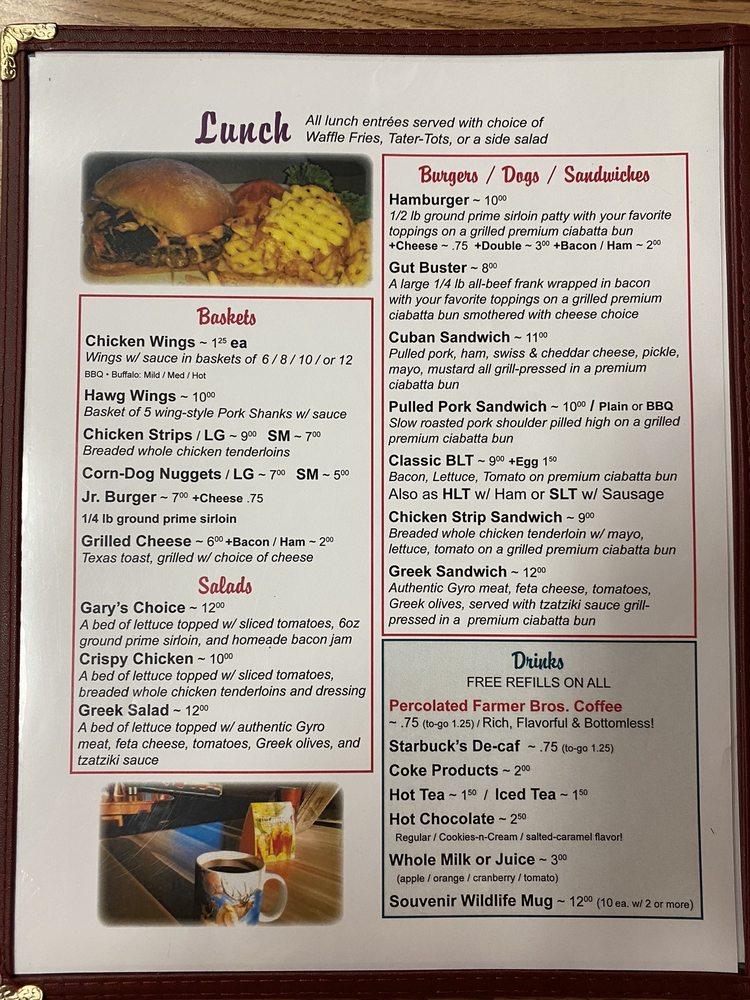 Menu at Ennis sunrise cafe, Ennis