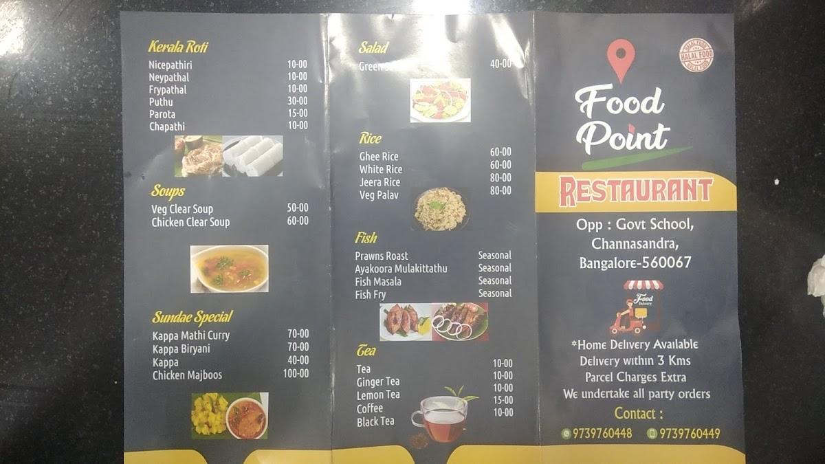 Menu at Food point, Bengaluru, XPGX+RRP