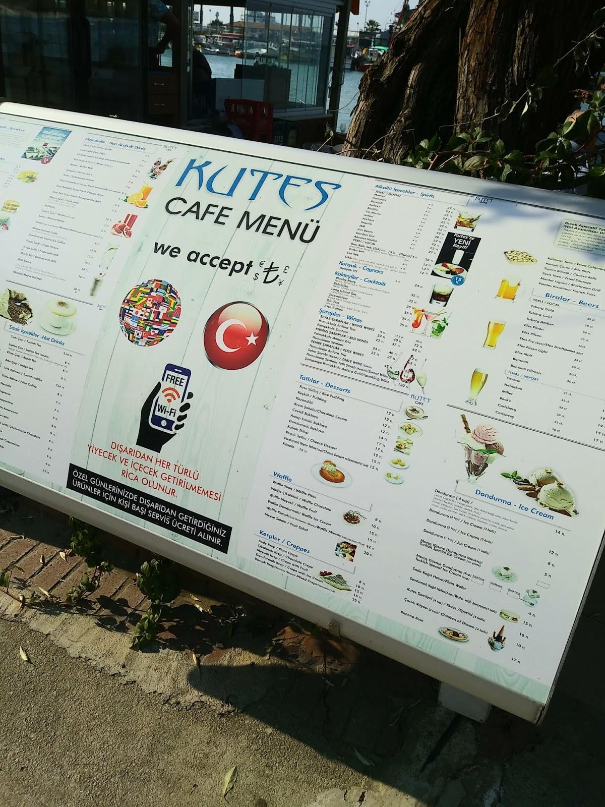 Menu at Kutes Cafe, Kusadasi