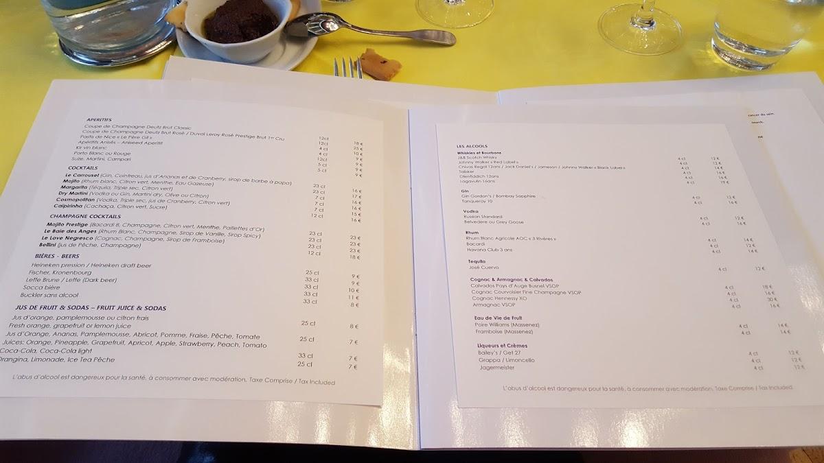Menu at La Rotonde Nice restaurant, Nice