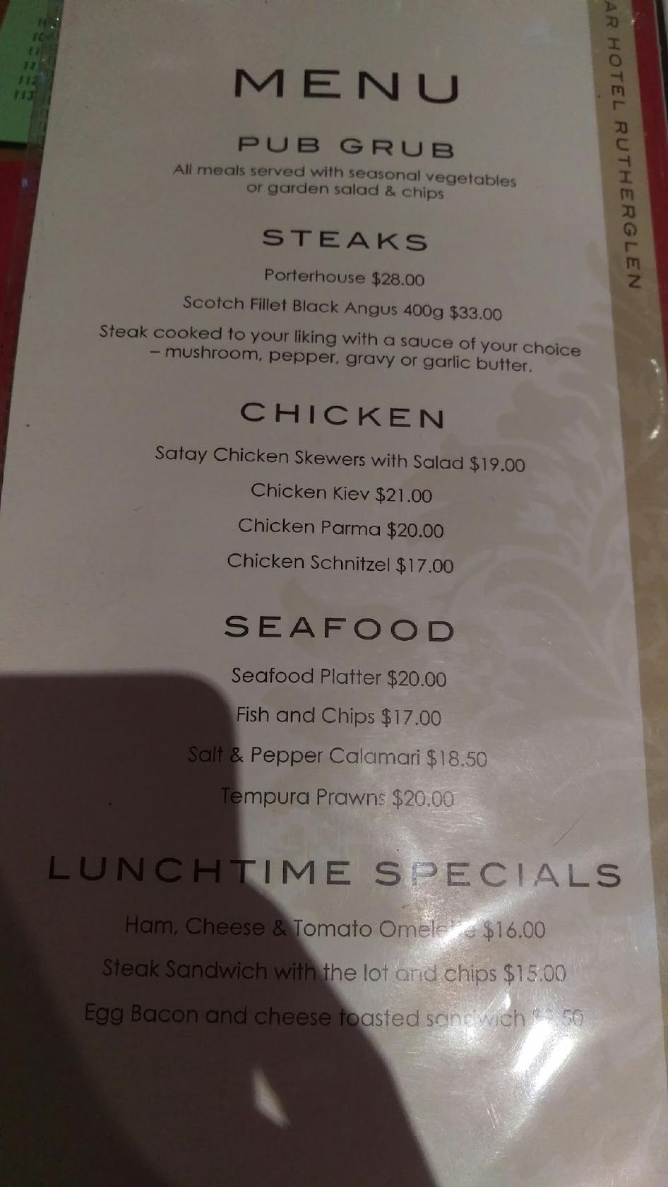 Menu at Rutherglen Eastern Palace Chinese restaurant, Rutherglen