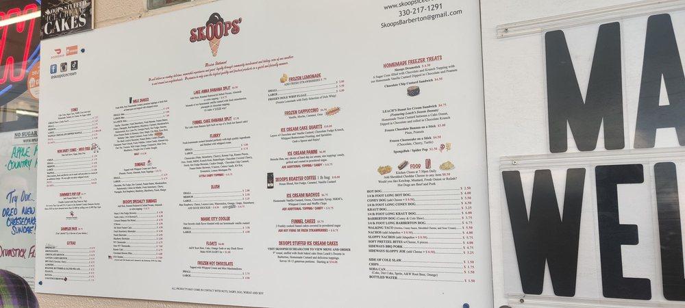 Menu at Skoops Ice Cream desserts, Barberton