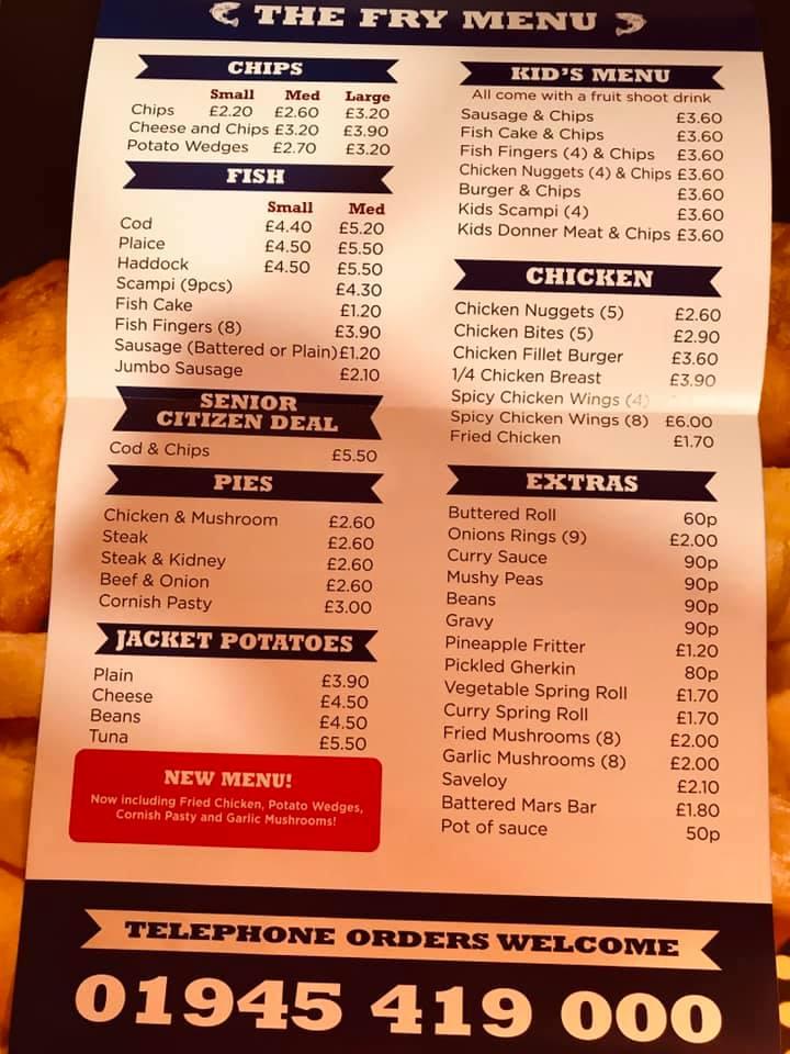 Menu at The Cod Father restaurant, Wisbech