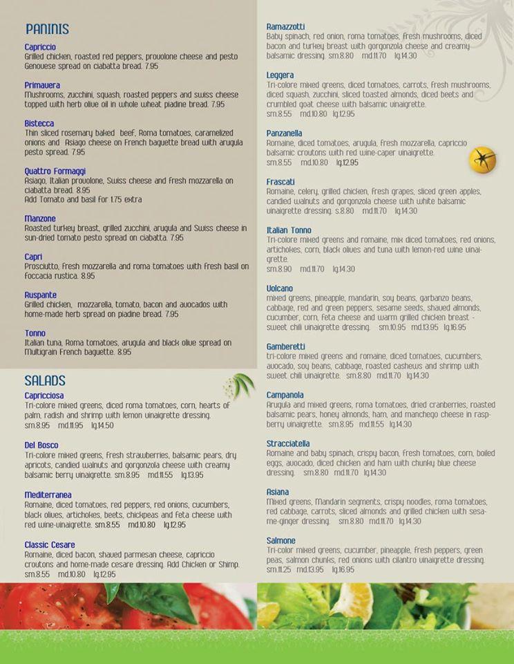 Menu at Capriccio restaurant, Doral, NW 41st St