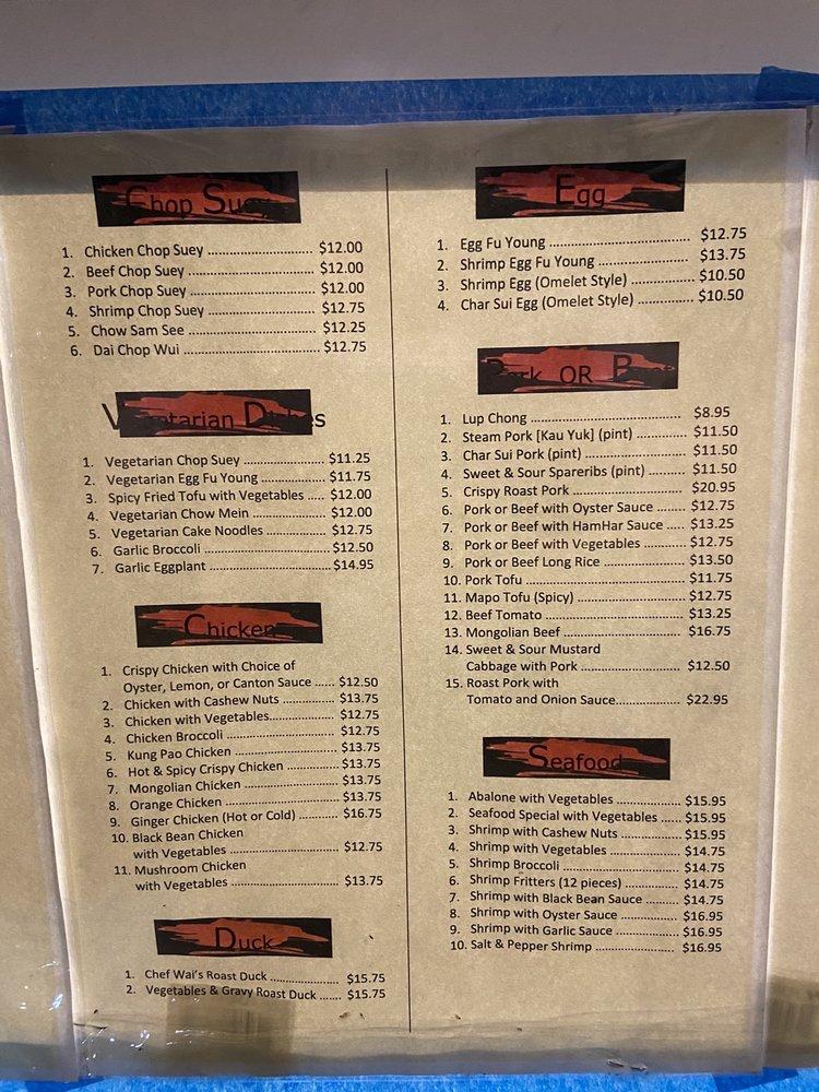 Menu at Cheng's Chop Suey House restaurant, Hilo, 138 Hualalai St