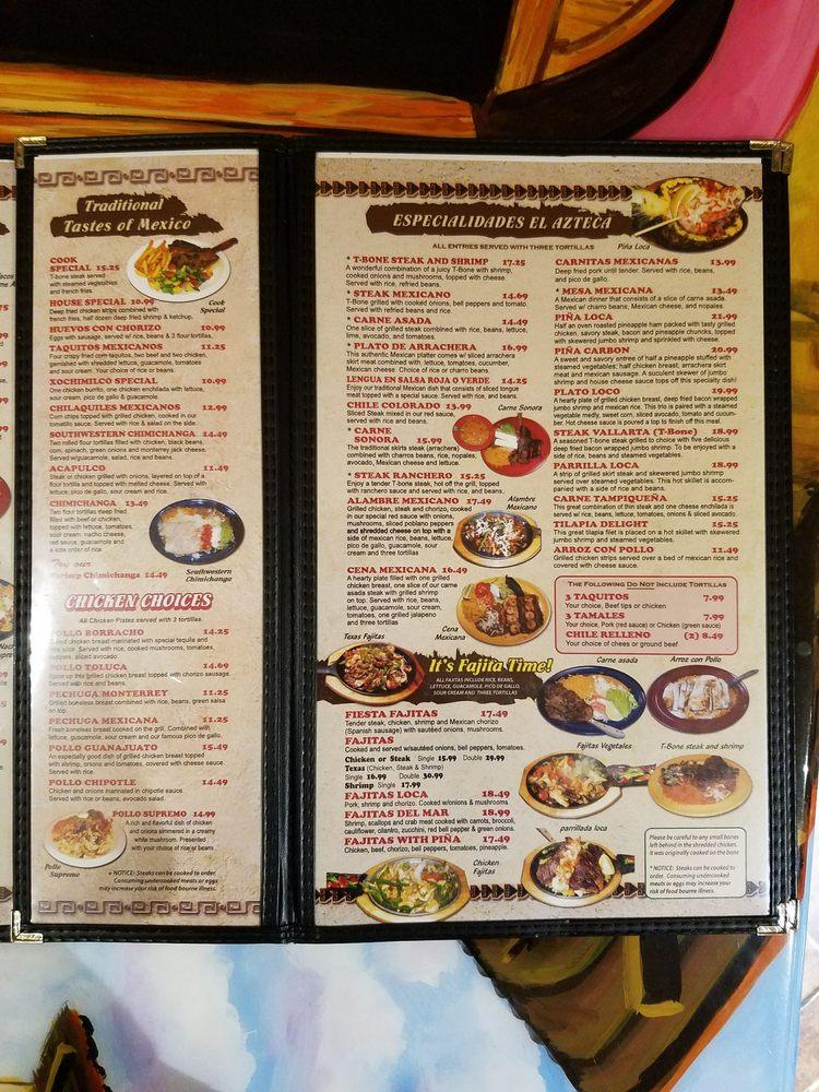 Carta del restaurante El Aztecas - Allendale, Allendale