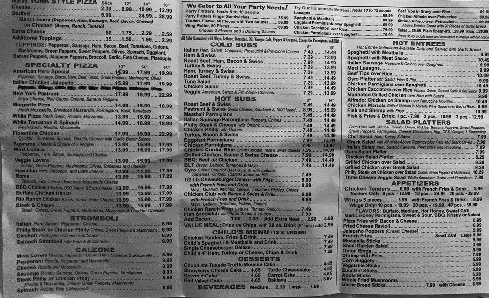 Menu at American Hero Pizza & Subs restaurant, Creedmoor