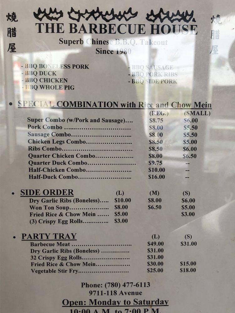 Menu at Barbecue House Ltd, Edmonton