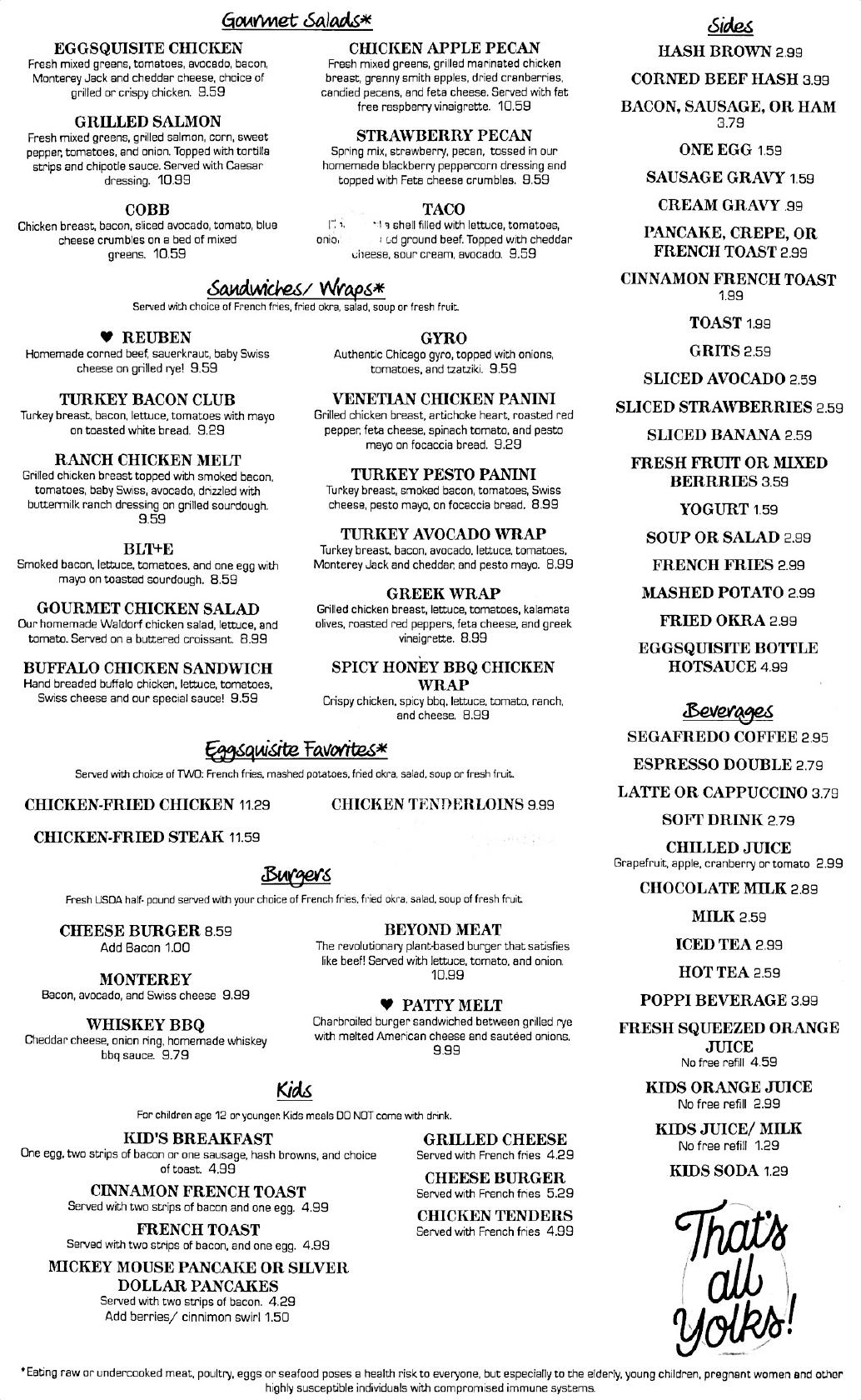 Menu at Scrambler Cafe Restaurant, Southlake