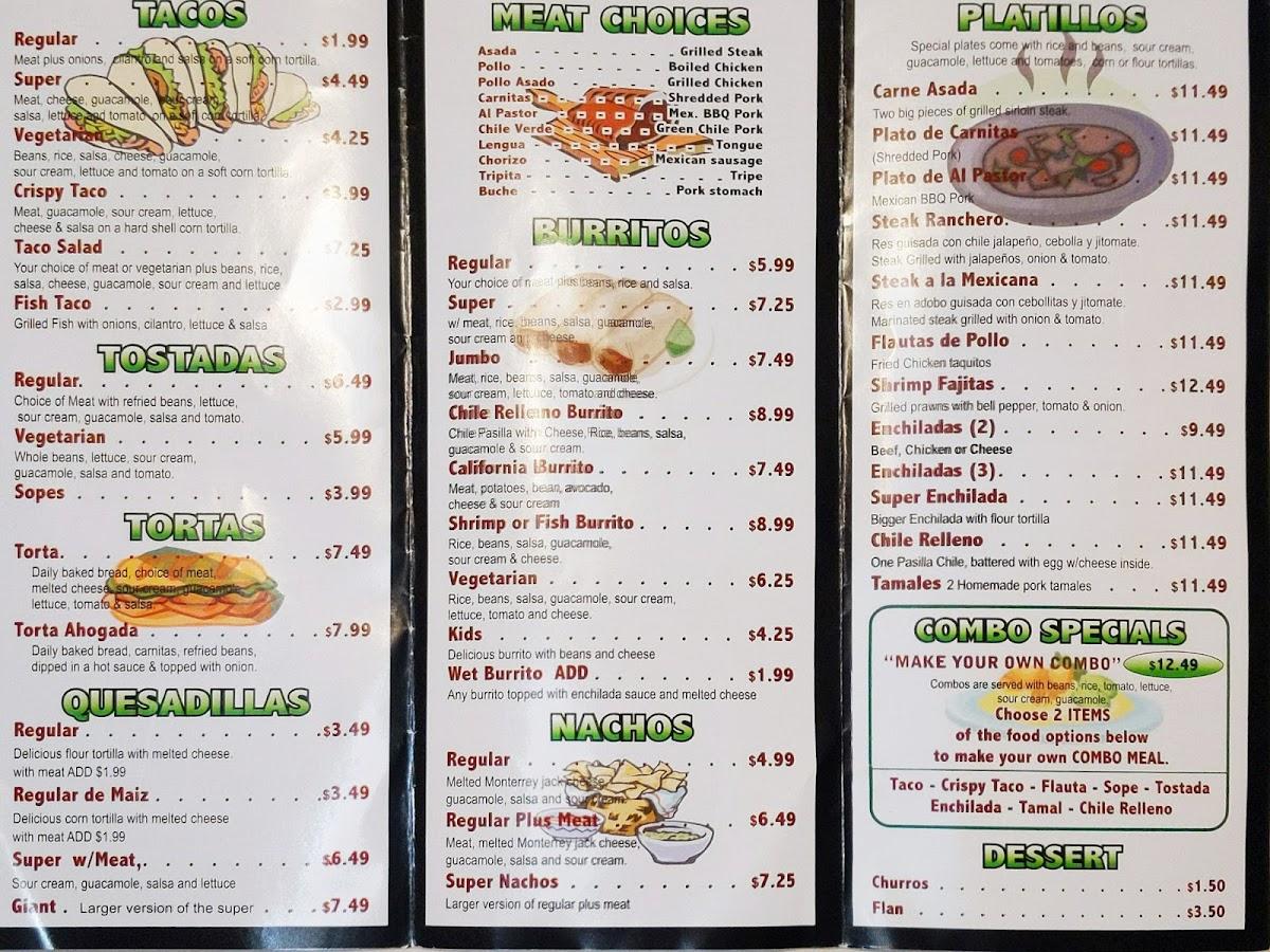 Menu at El Favorito Taqueria Cocina Mexicana restaurant, Sacramento ...