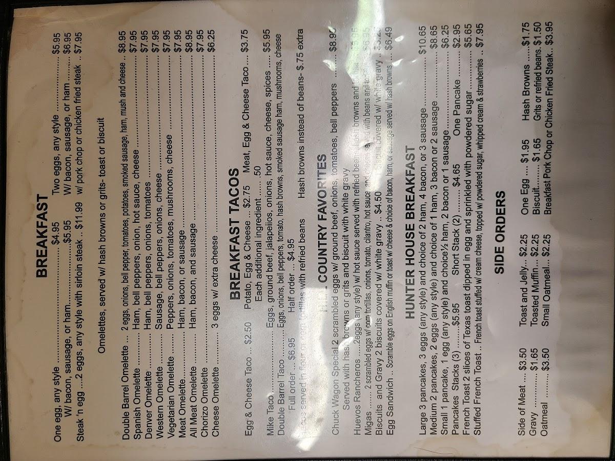 Menu at Hunter House Cafe, Ingram