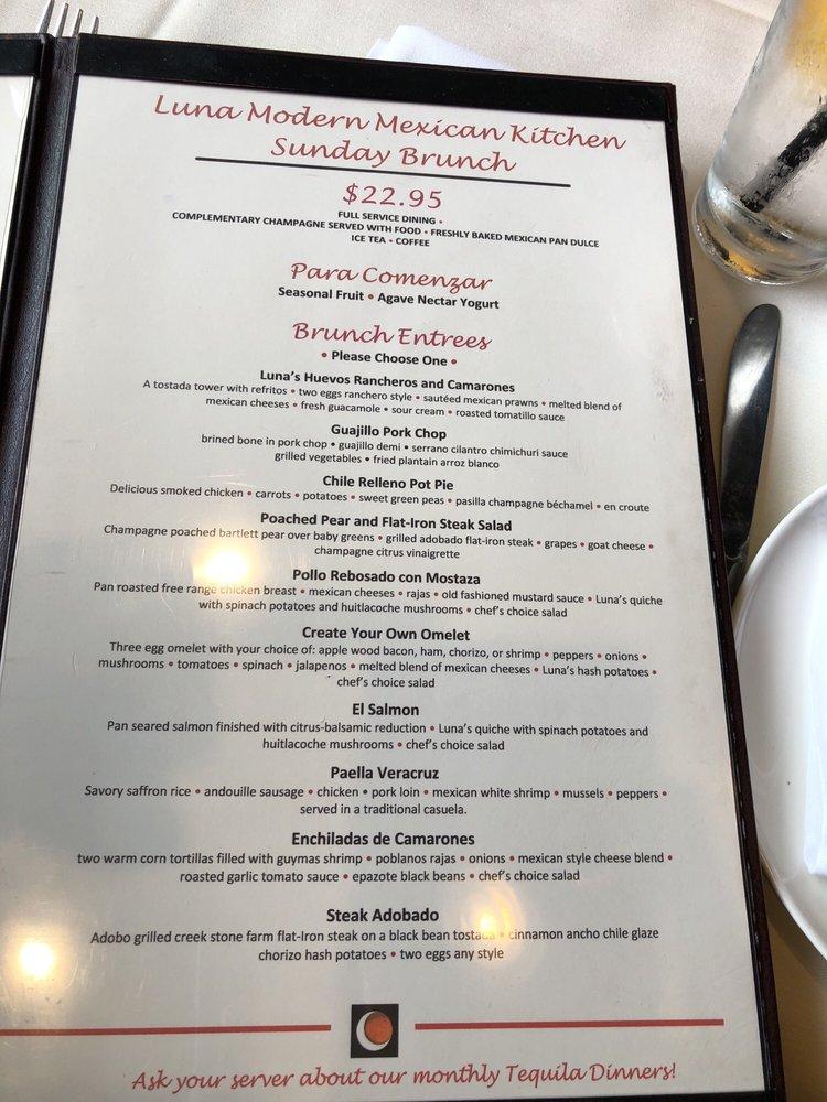 Menu at Luna Modern Mexican Kitchen restaurant, Rancho Cucamonga