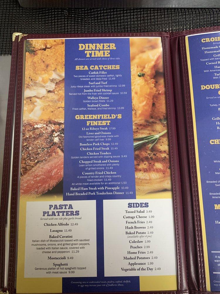 Menu at Greenfield Family Restaurant, Greenfield, W Main St