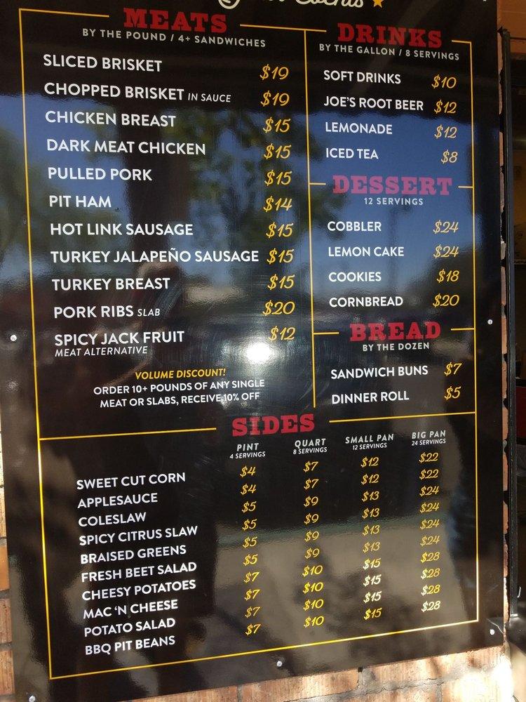 Menu at Joe's Real BBQ, Gilbert, 301 N Gilbert Rd bldg 2
