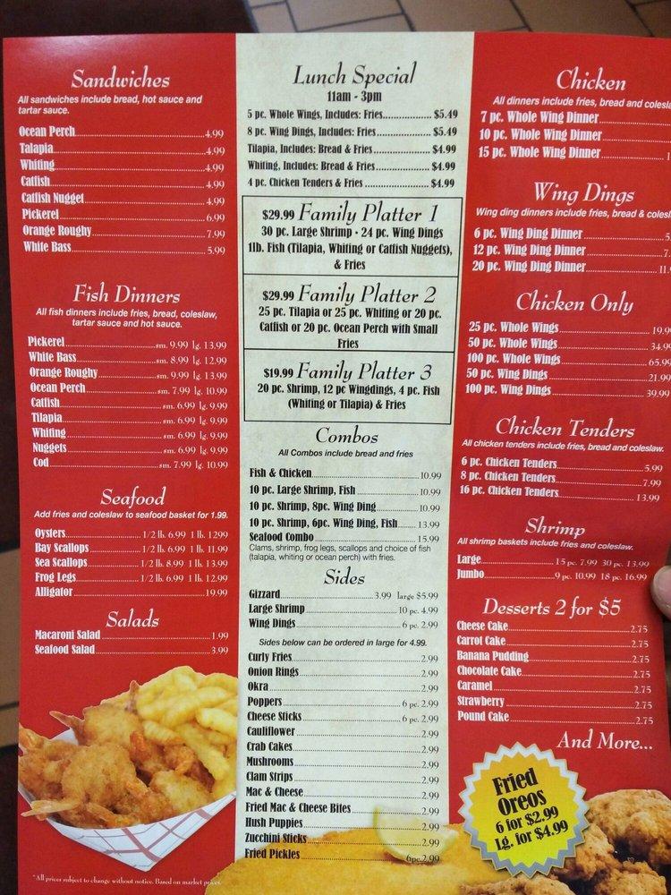 Menu at Moe's Fish & Chicken restaurant, Inkster