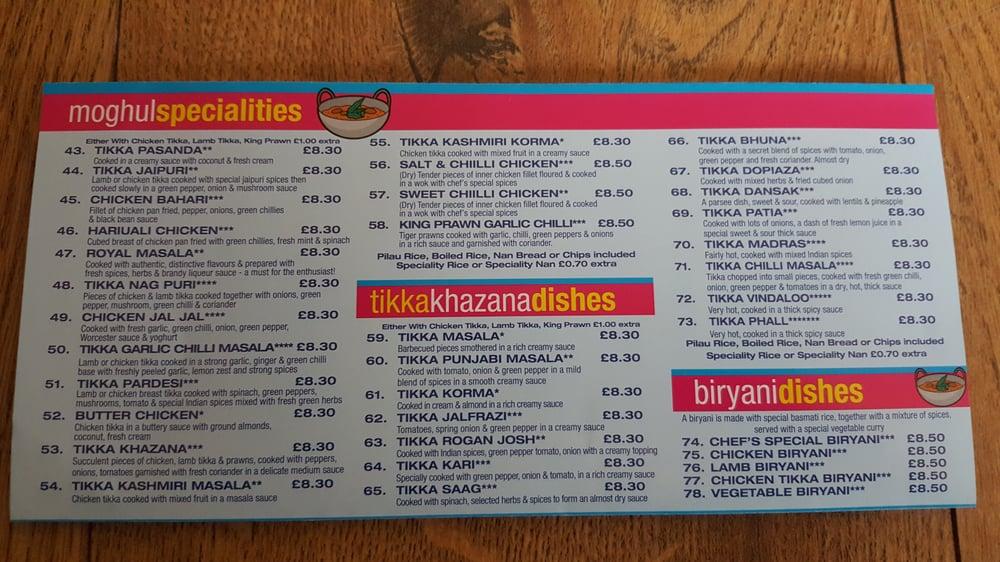 Menu at Moghul 4 in 1 fast food, Carrickfergus