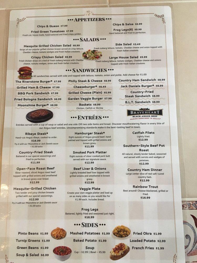 Menu at The Riverstone Restaurant, Townsend