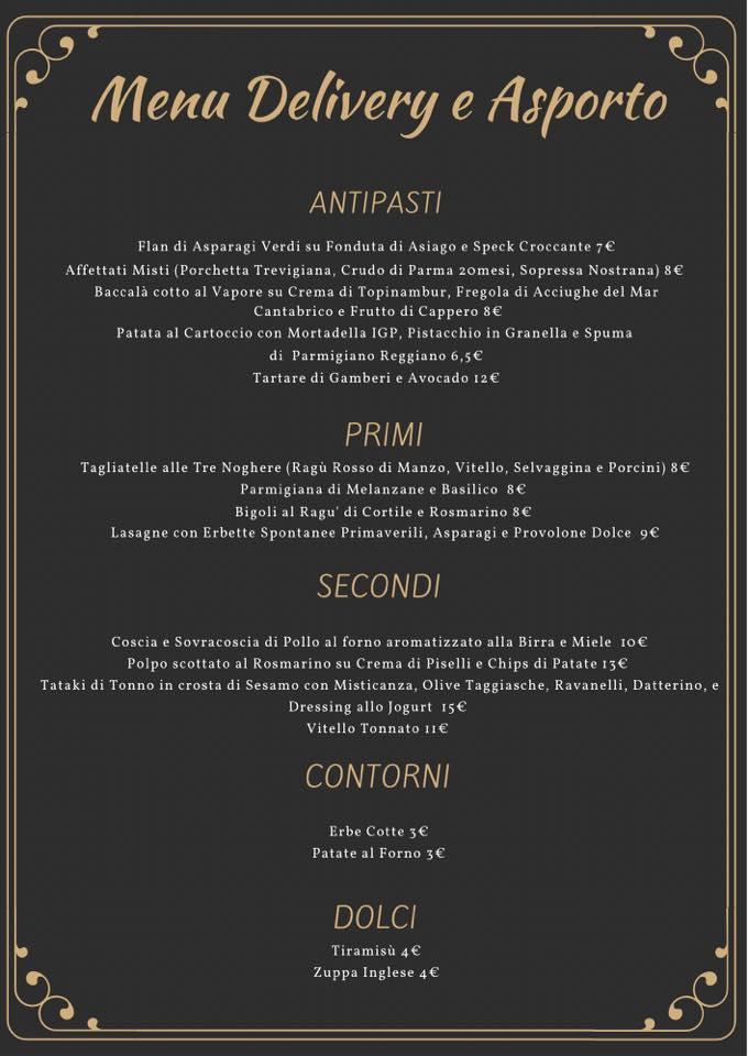 Menu at Tre Noghere restaurant, Valdobbiadene
