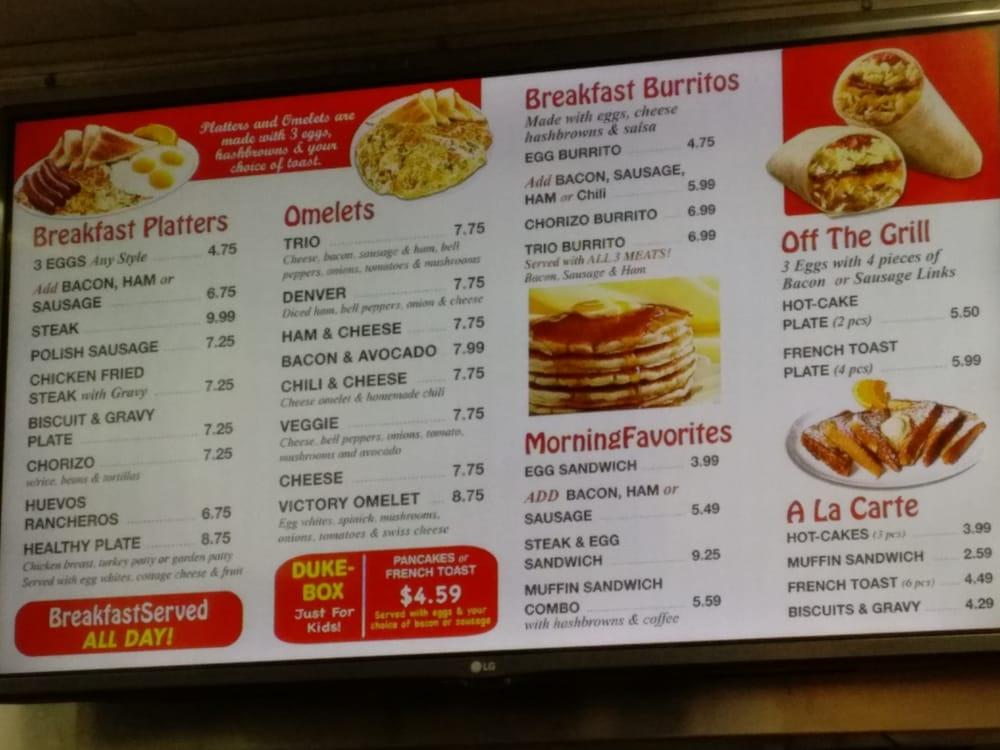 Menu at Victory Diner restaurant, Orange