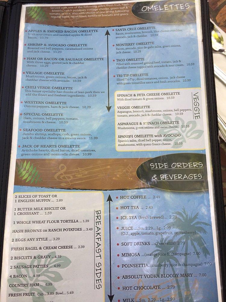 Menu at Village Grill restaurant, Bakersfield, F St