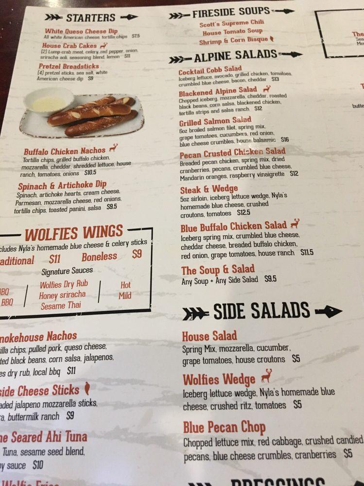 Menu at Wolfies Grill - Fishers pub & bar, Fishers