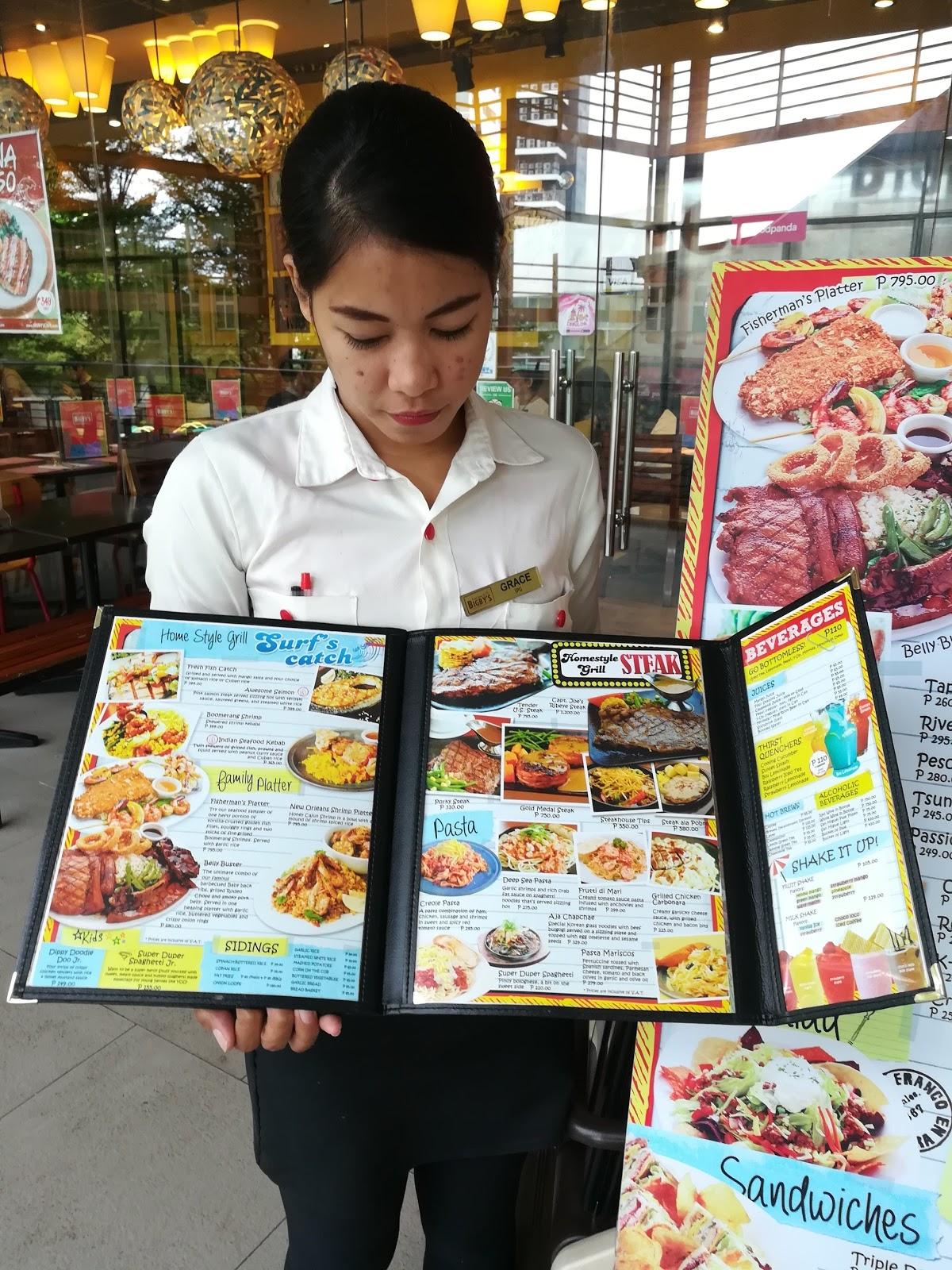 Menu at Bigby's Cafe, Cebu City, ayala center cebu
