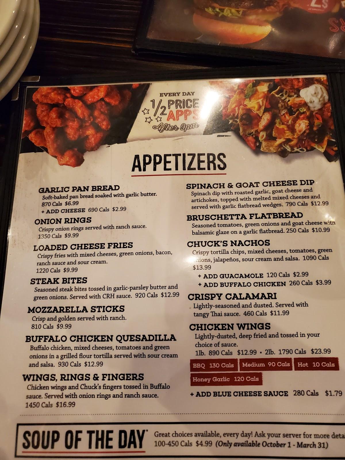 Menu at Chuck's Roadhouse Bar & Grill, Hamilton