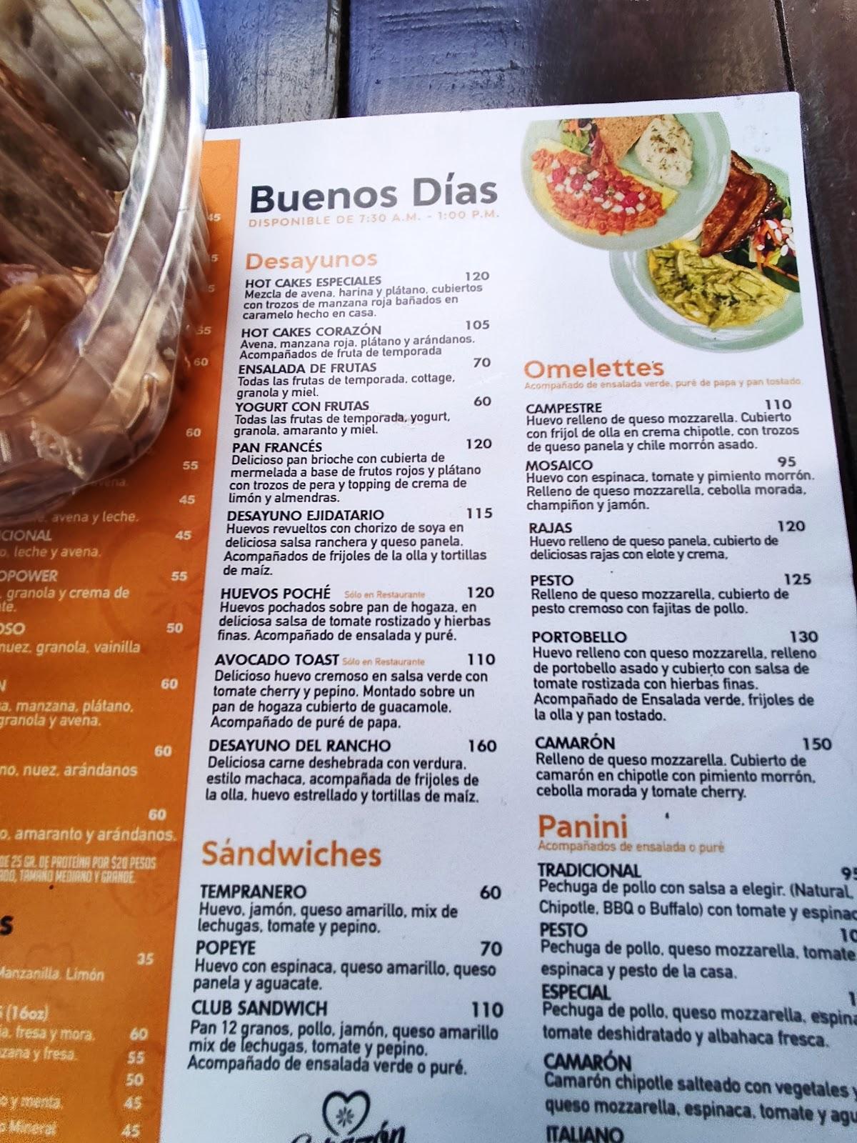 Carta del restaurante Corazón De Melón, Ensenada, 22790 calle cuahutemoc