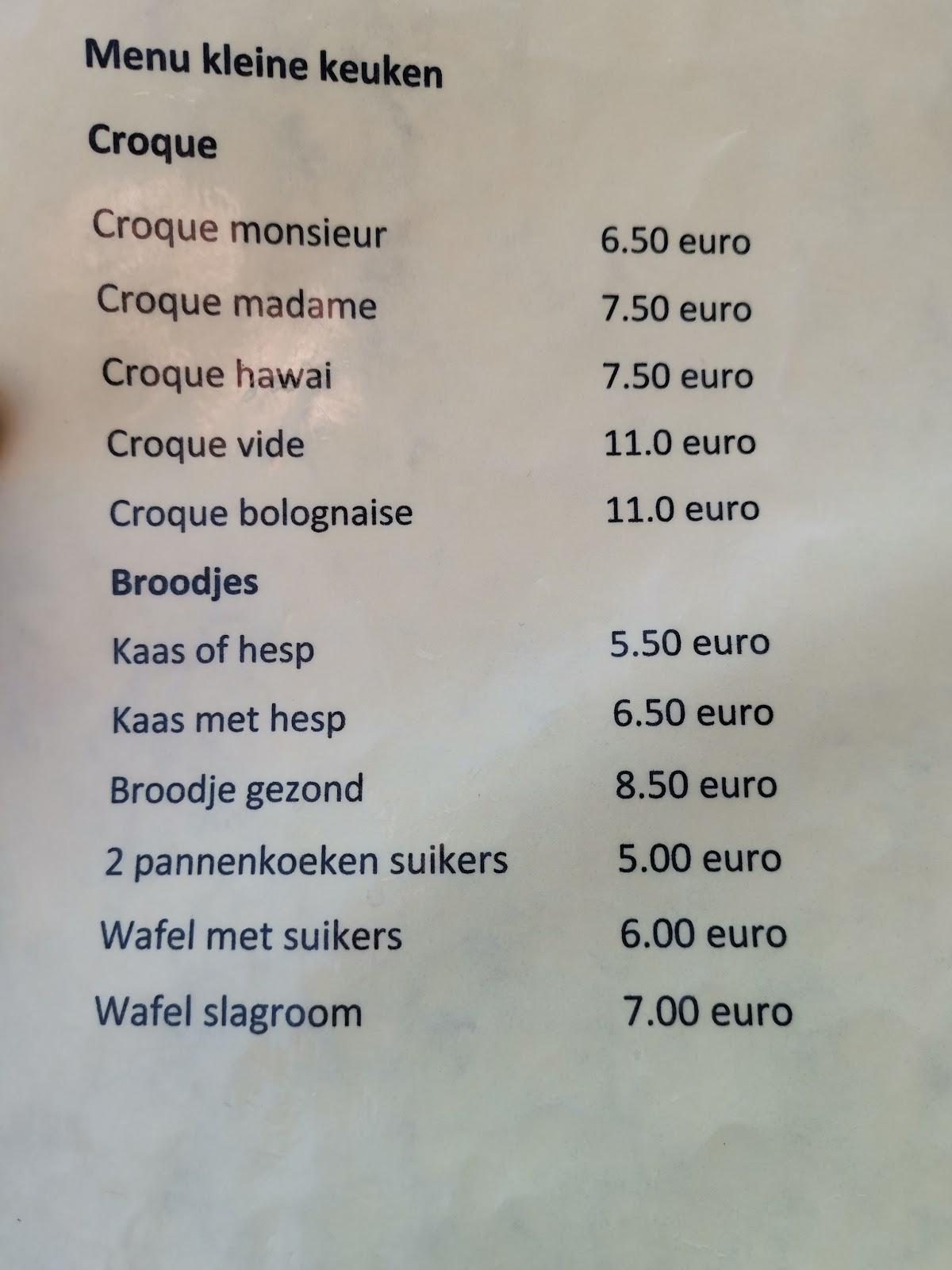 Menu at De Mart, Merksplas