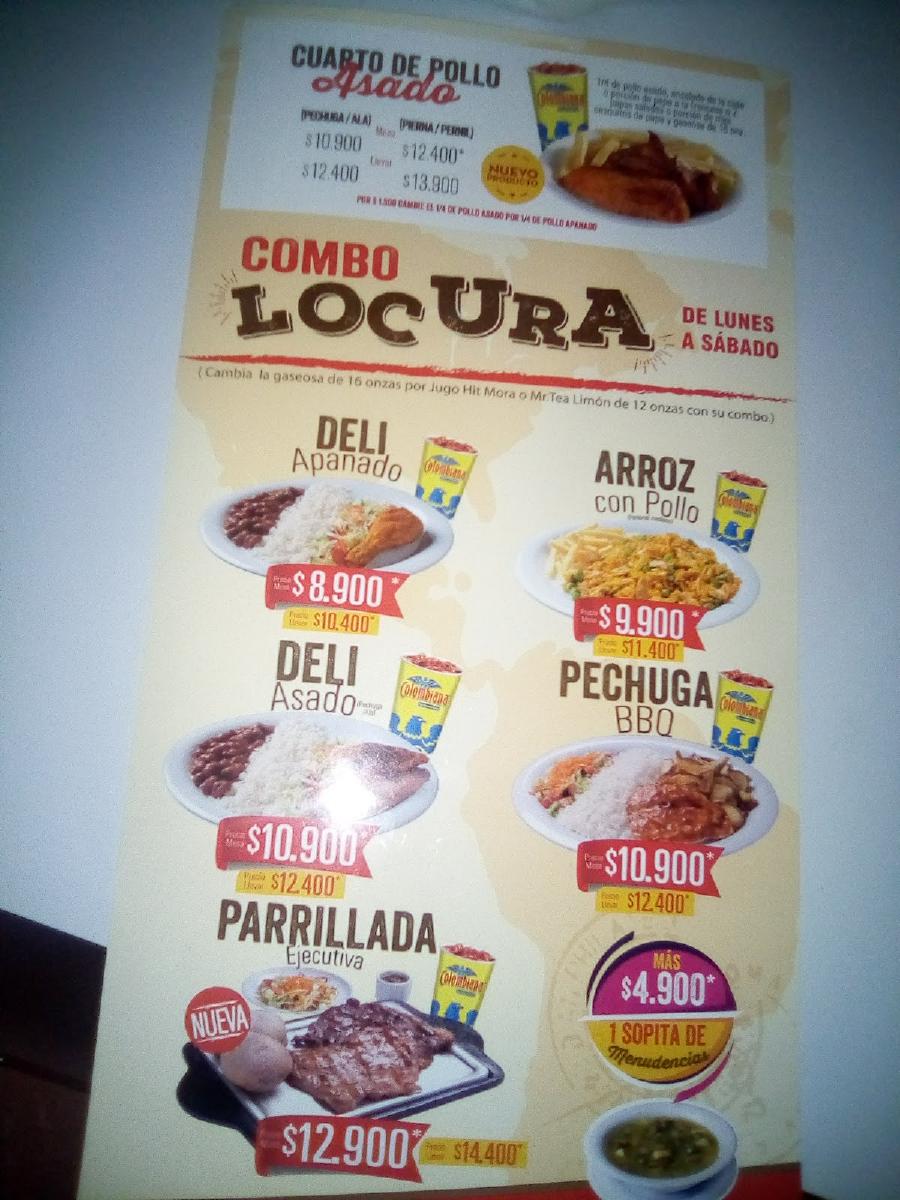 Carta del restaurante La Brasa Roja – Centro, Bogotá