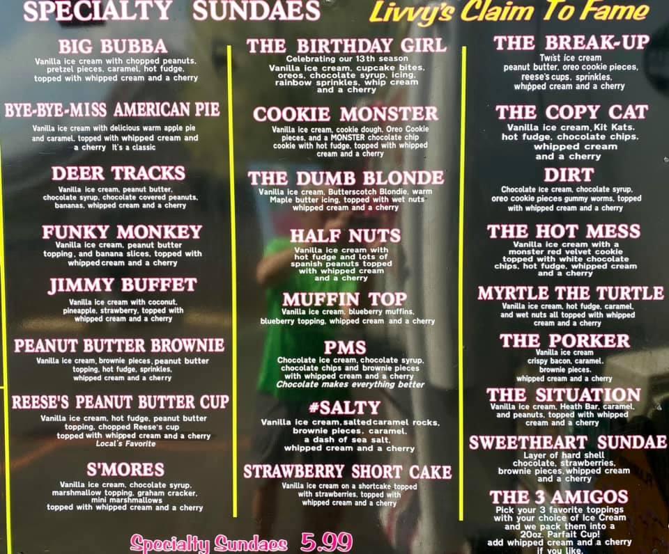Menu at Livvy's Soft Serve fast food, Cresaptown