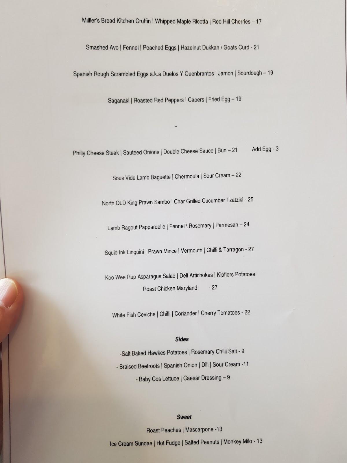 Menu at Monkey Business restaurant, Dromana