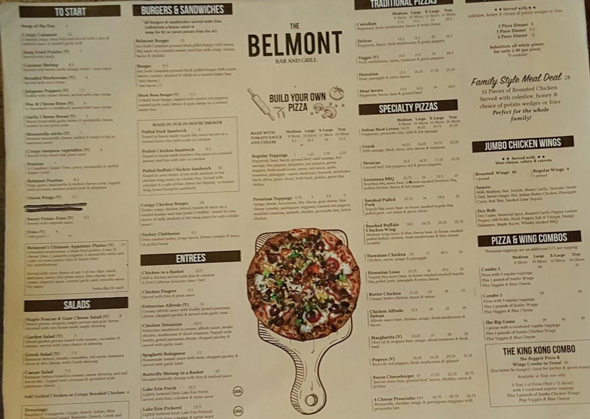 Menu at The Belmont Port Colborne restaurant, Port Colborne
