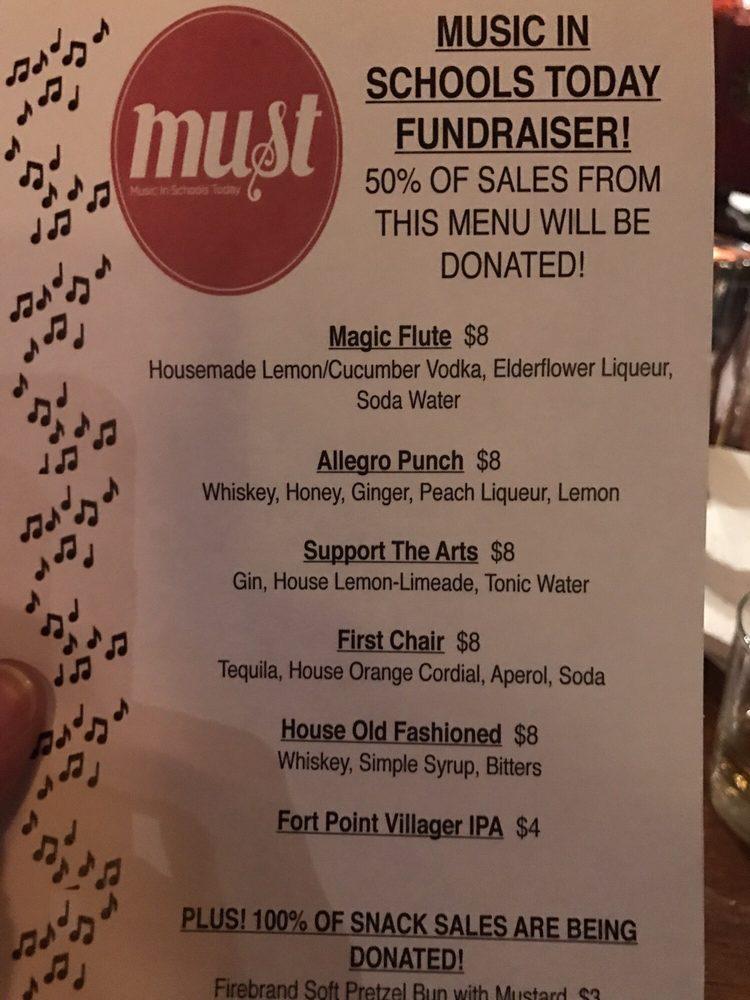 Menu at Bar 355, Oakland