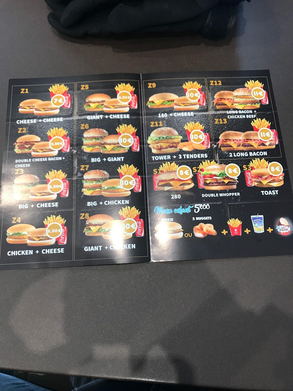 Menu at Baze burger restaurant, Saint-Ouen