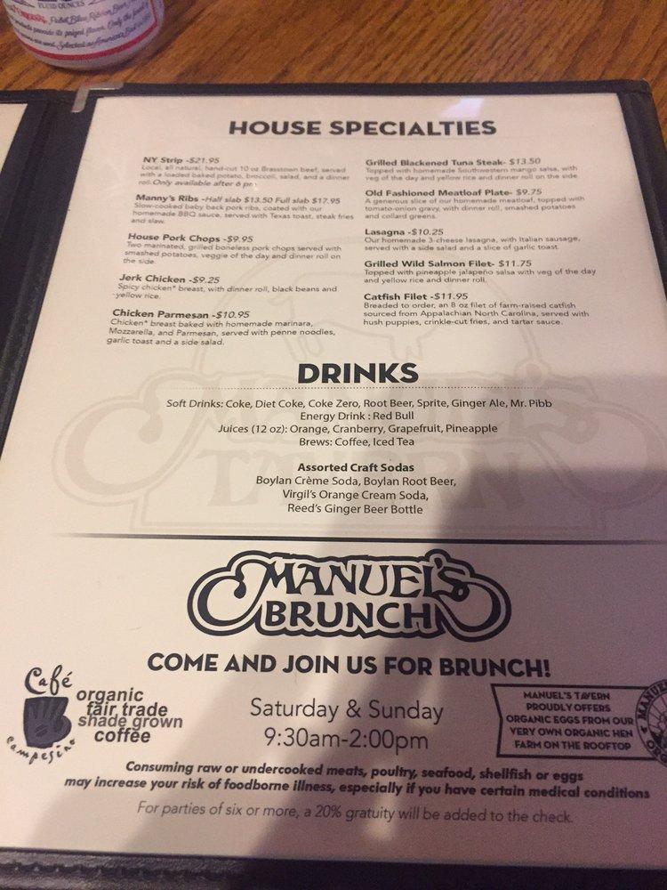 Menu at Manuel's Tavern pub & bar, Atlanta