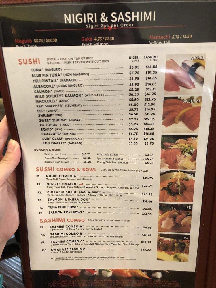 Menu at Muto Izakaya restaurant, Lynnwood