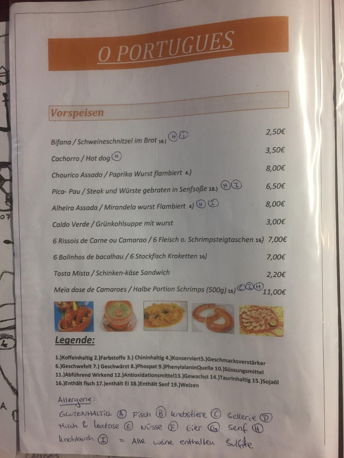 Speisekarte von O Português restaurant, Dresden