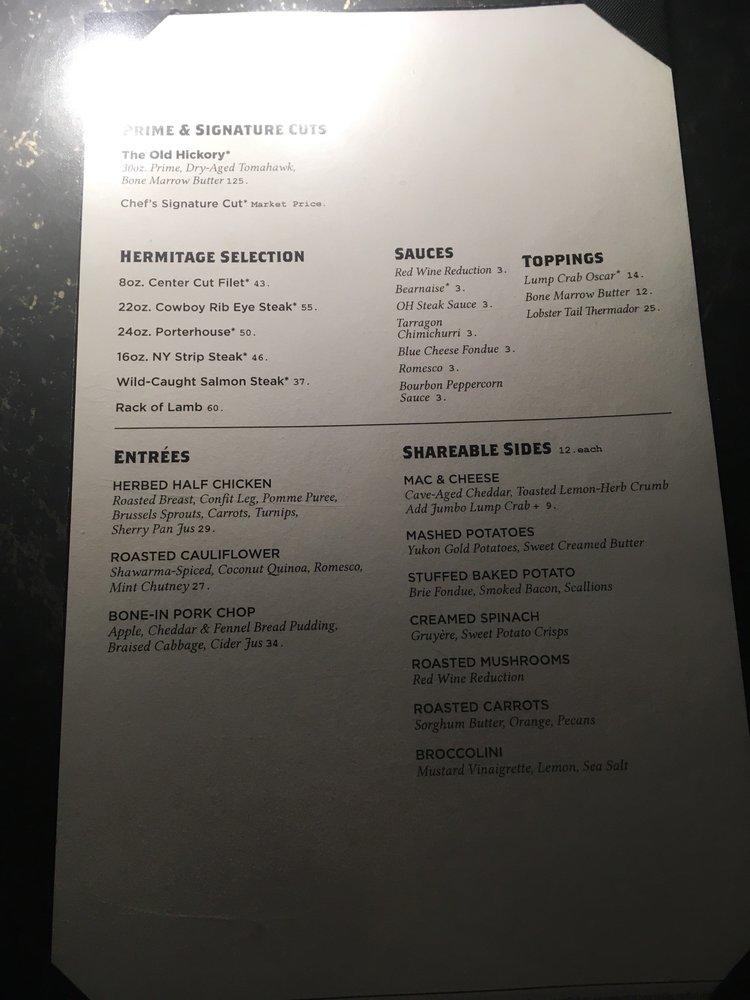 Menu at Old Hickory Steakhouse, Nashville, Opryland Dr